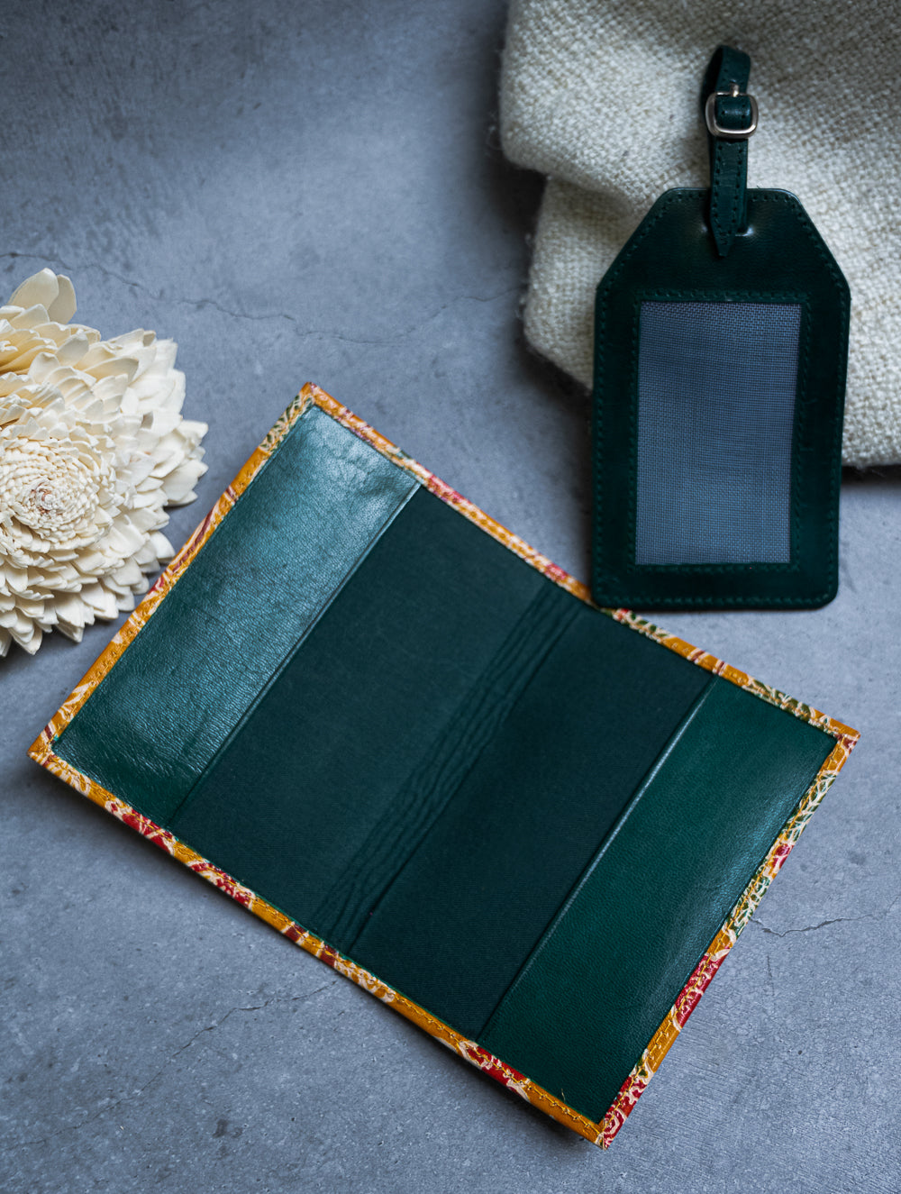 Buy 4-Piece Embossed Leather Travel Set - Flora Online