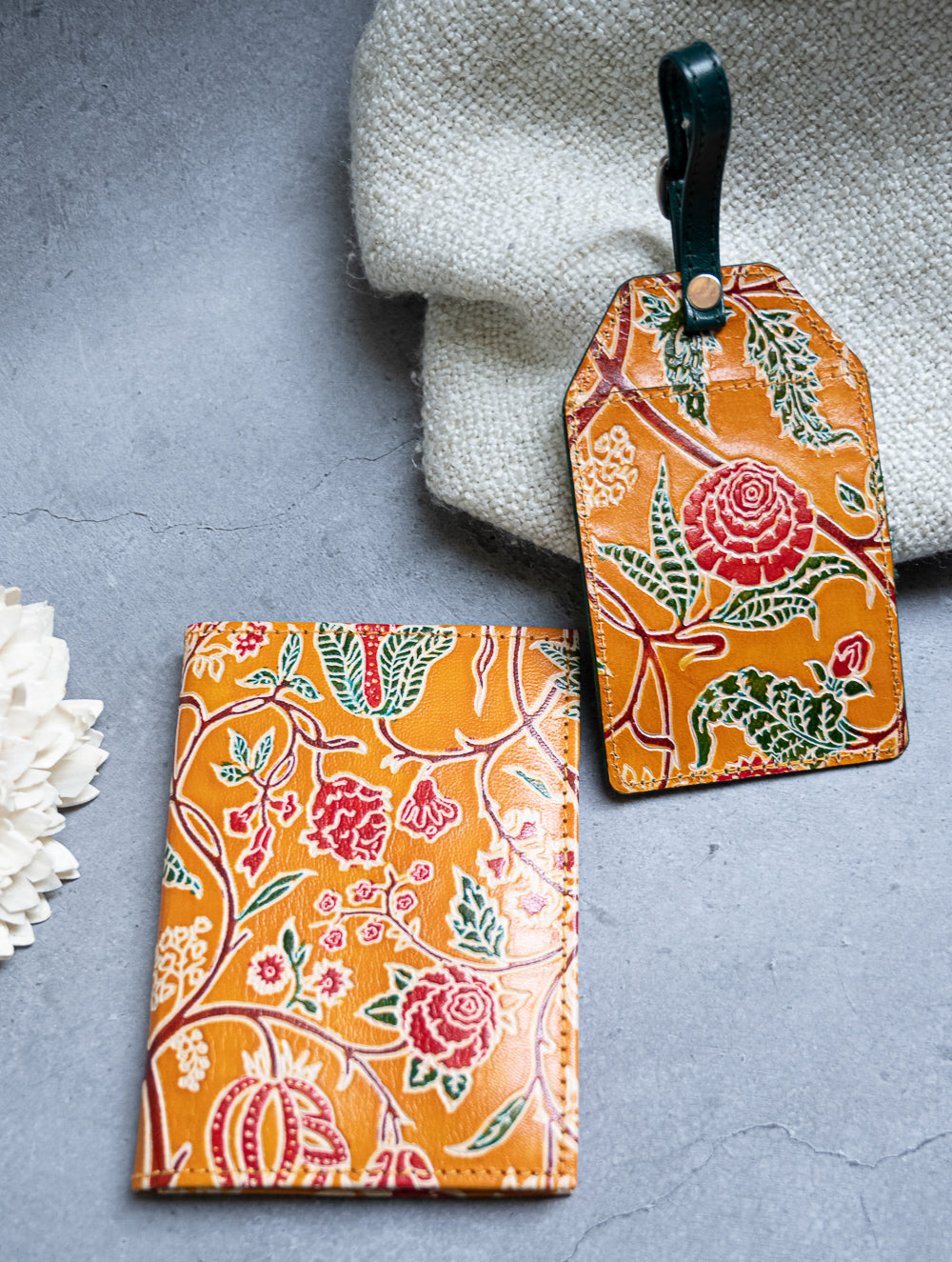Buy 4-Piece Embossed Leather Travel Set - Flora Online
