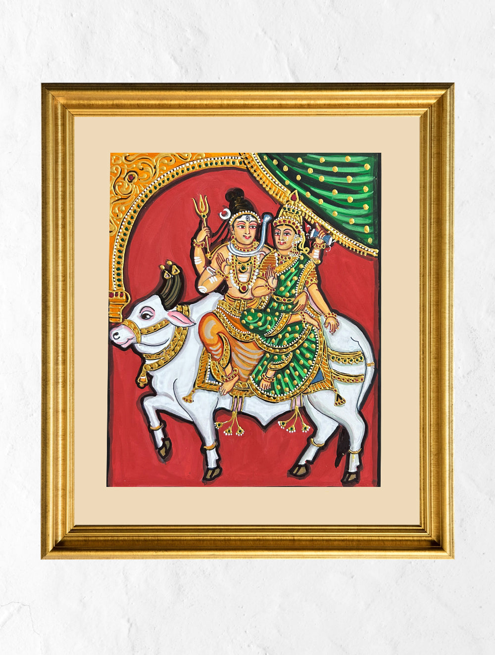 Buy Exclusive Ganjifa Art Framed Painting - Shiva Parvati Online