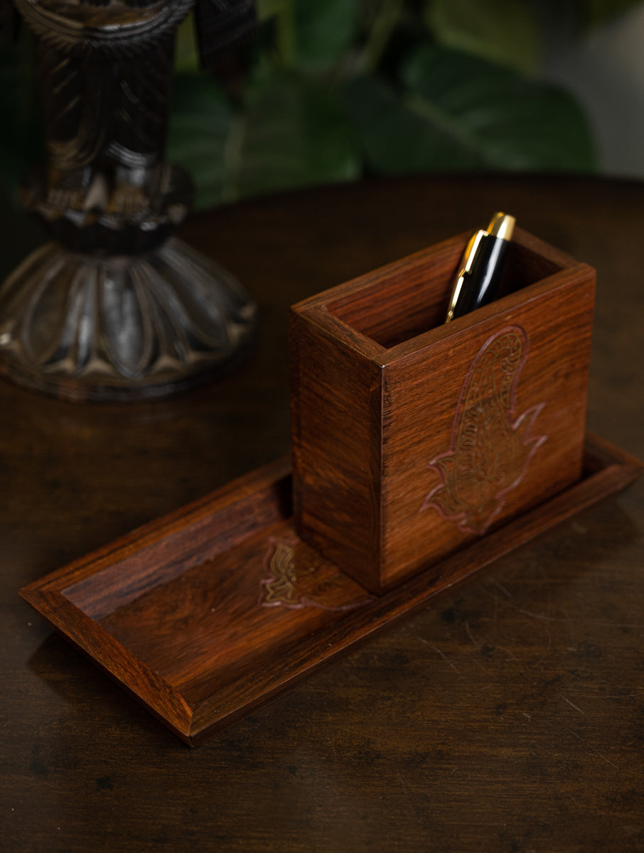 Buy Exclusive Handcrafted Tarakashi Wooden Desk Set - Paisley (2 Pc Set ...