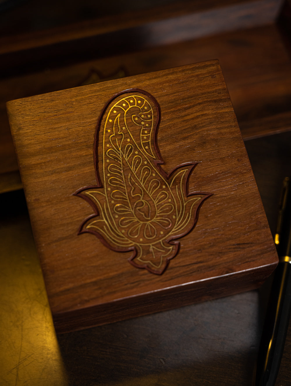 Buy Exclusive Handcrafted Tarakashi Wooden Desk Set - Paisley (2 Pc Set ...