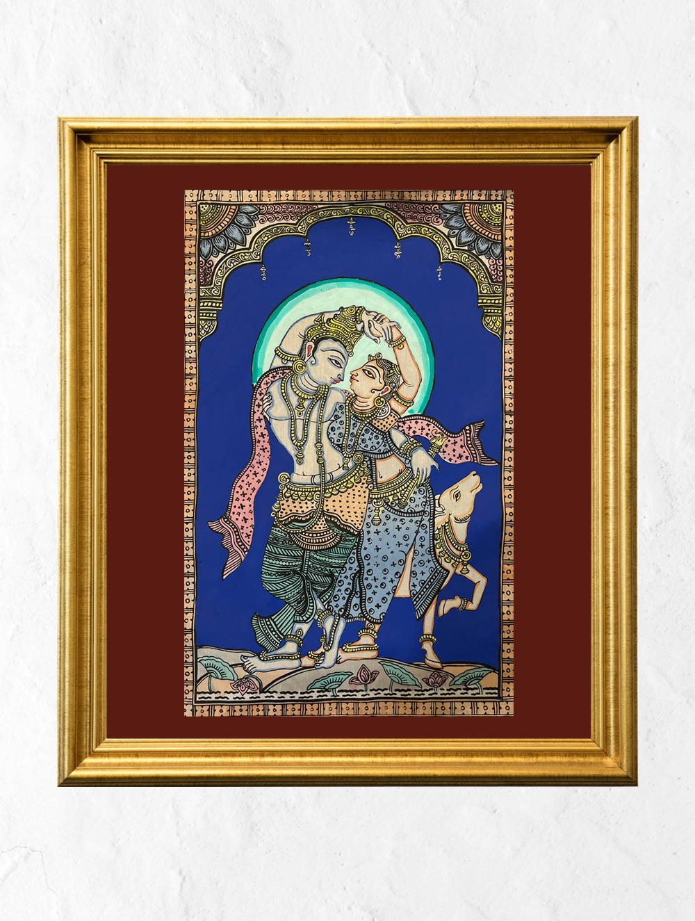 Buy Exclusive Pattachitra Art Silk Painting - Krishna & Radha Online