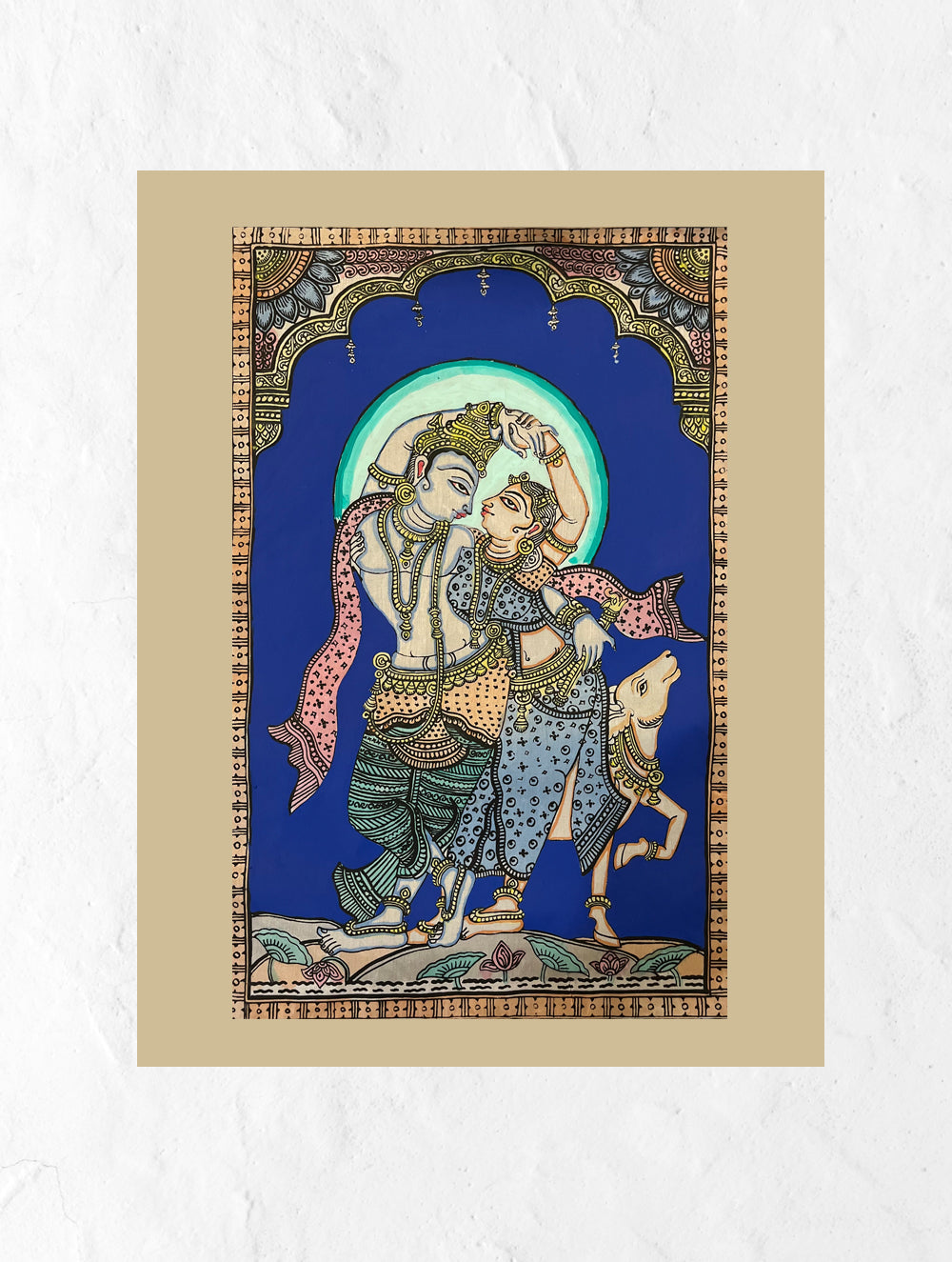 Buy Exclusive Pattachitra Art Silk Painting - Krishna & Radha Online