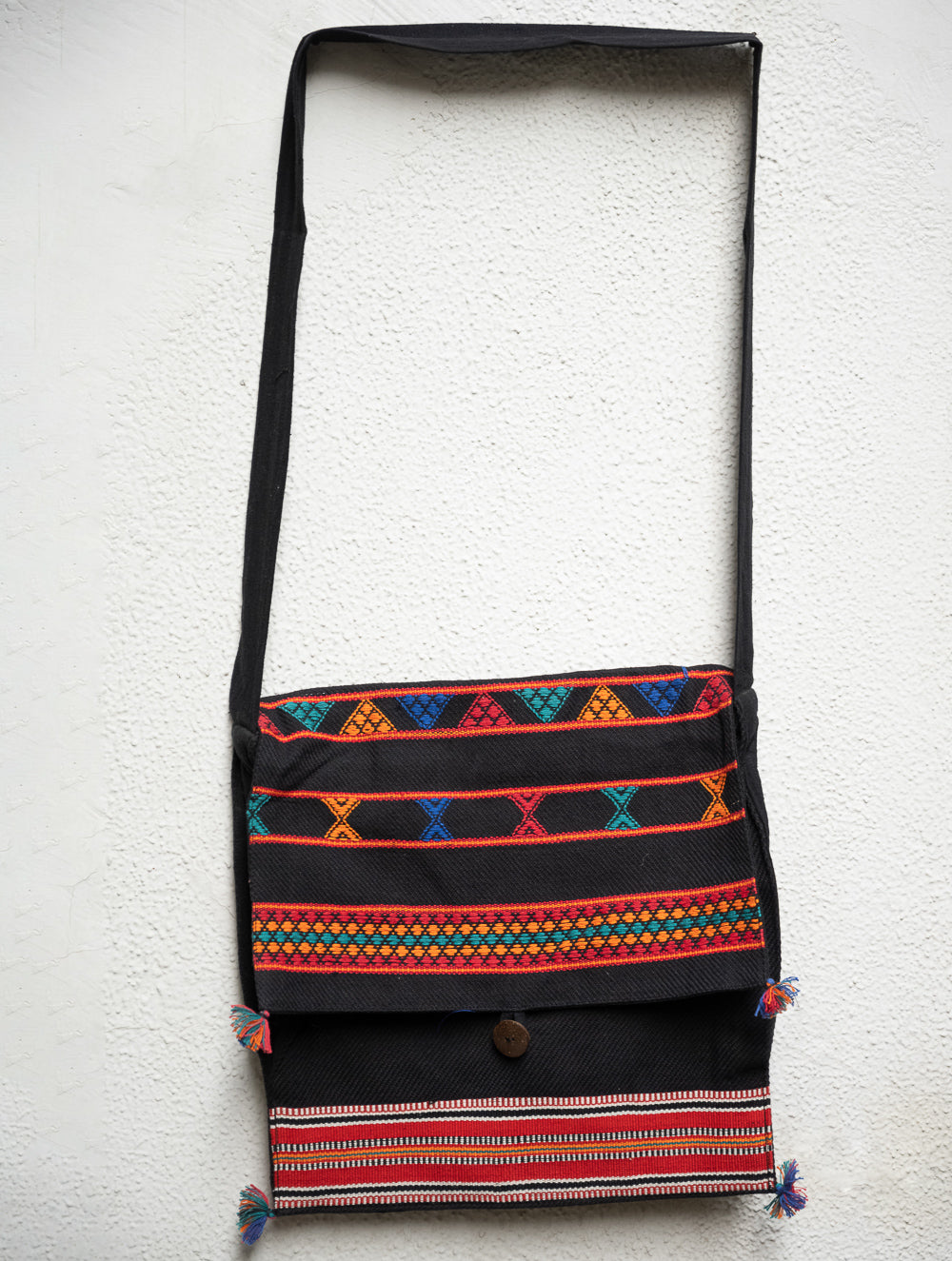 Buy Hand Woven Kashida Pattu Flap Sling Bag - Black & Colours Online