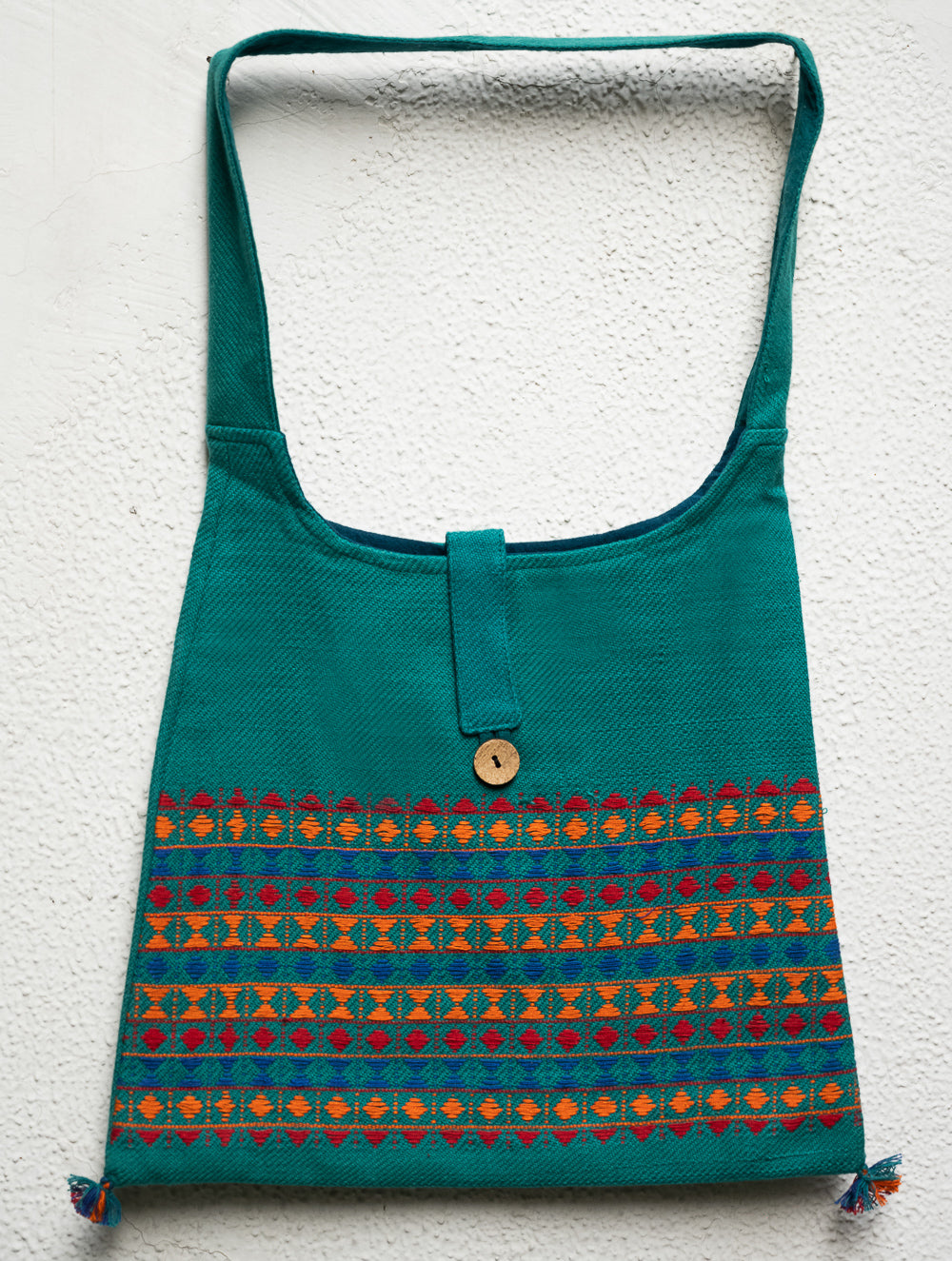 Buy Hand Woven Kashida Pattu Sling Bag - Green Online