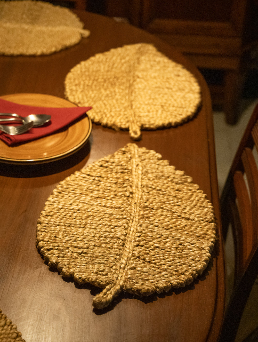 Buy Handcrafted Jute Table Mats - Leaves (Set of 6) Online