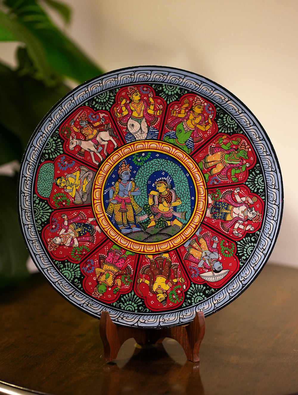 Buy Intricate Pattachitra Art Wooden Wall / Table Plaque (12 ...