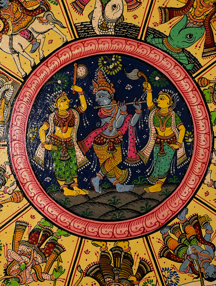 Buy Intricate Pattachitra Art Wooden Wall/Table Plaque (18") - Radha ...