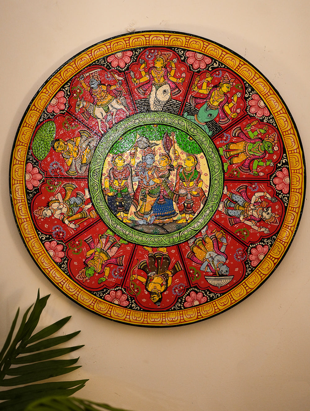 Buy Intricate Pattachitra Art Wooden Wall/Table Plaque (18") - Radha ...