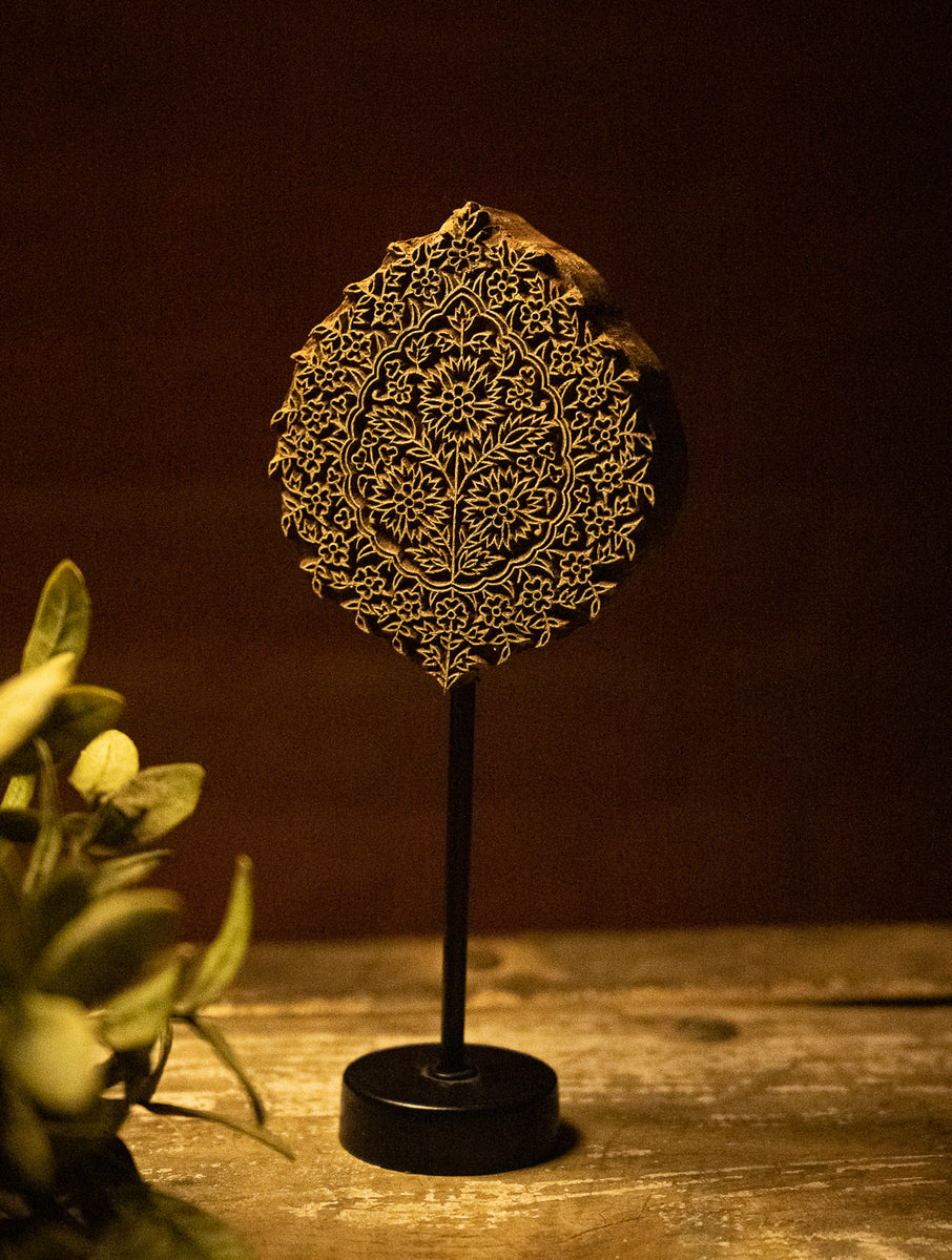 Buy Nazakat. Exclusive, Fine Hand Engraved Wood Block Curio - Floral ...