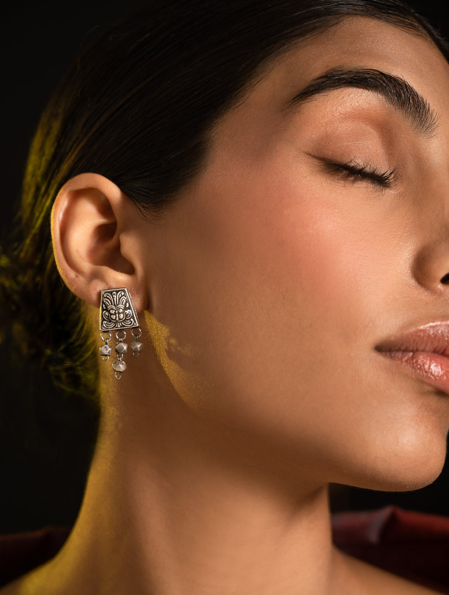 Buy Pure Silver Traditional Maharashtrian Earrings - Mohanmal Studs Online
