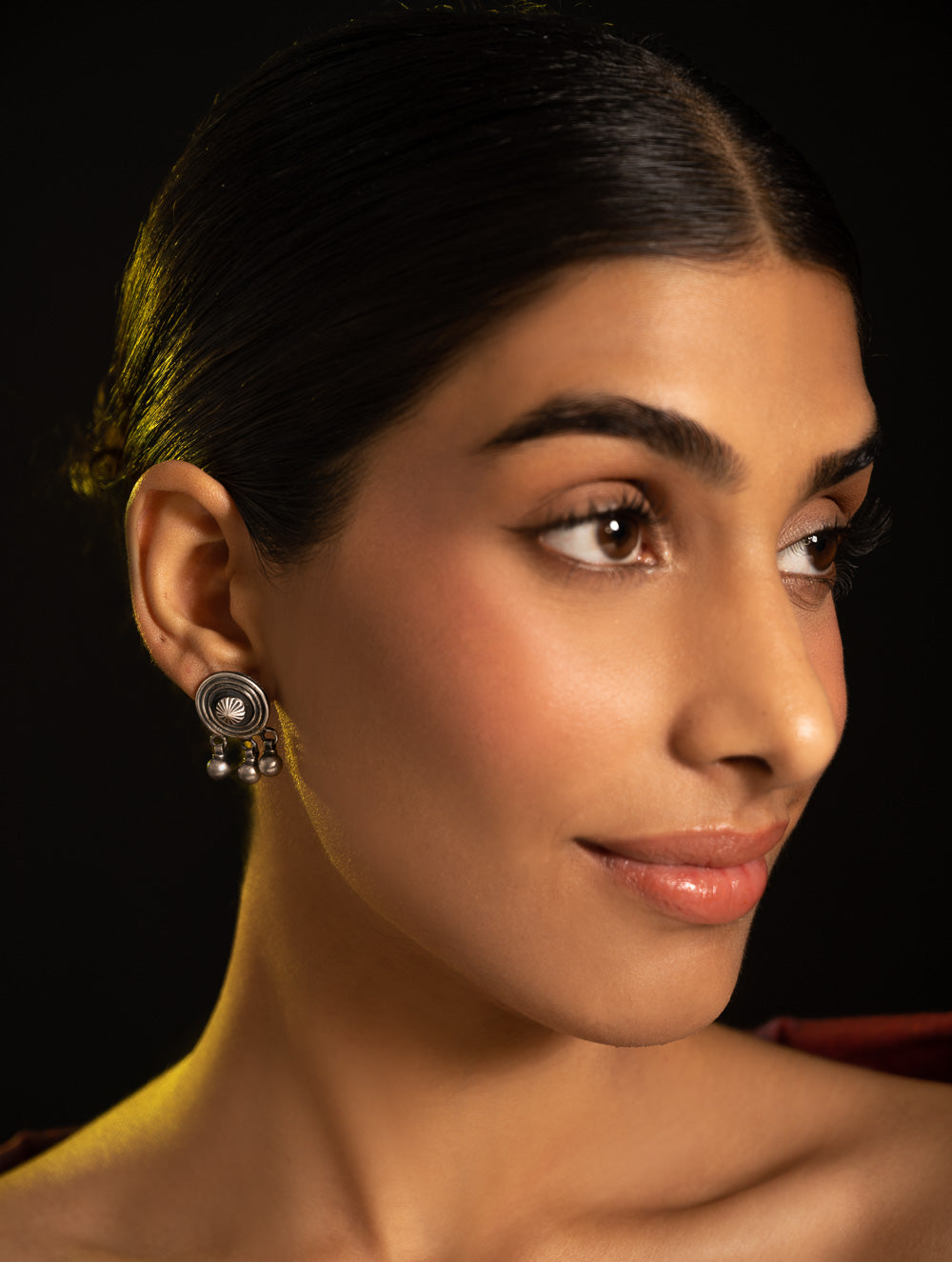 Buy Pure Silver Traditional Maharashtrian Earrings - Bindu Mandal Online