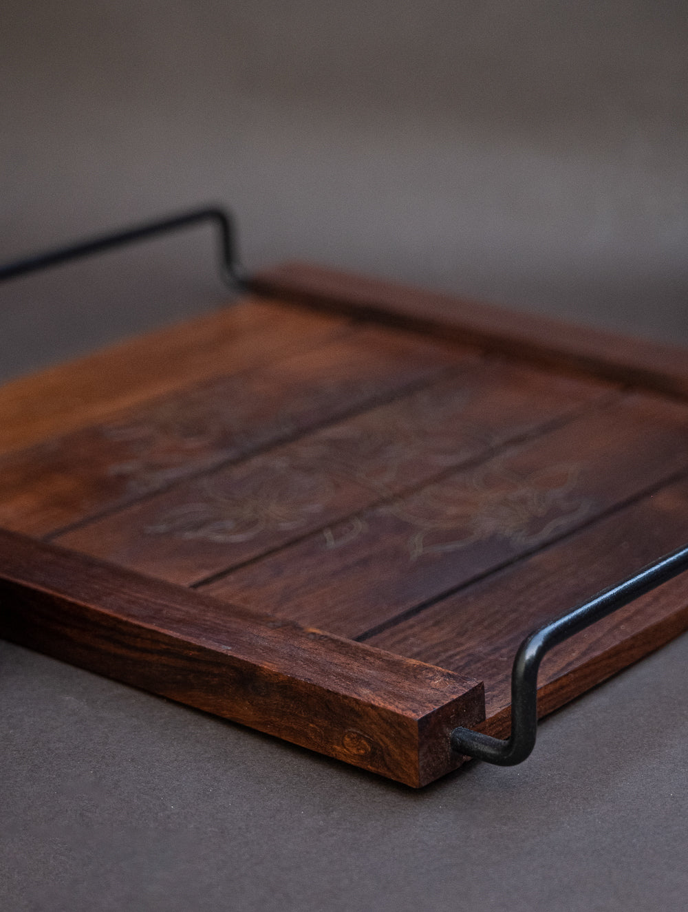 Buy Tarakashi Wooden Inlay Decorative Tray- Floral Online