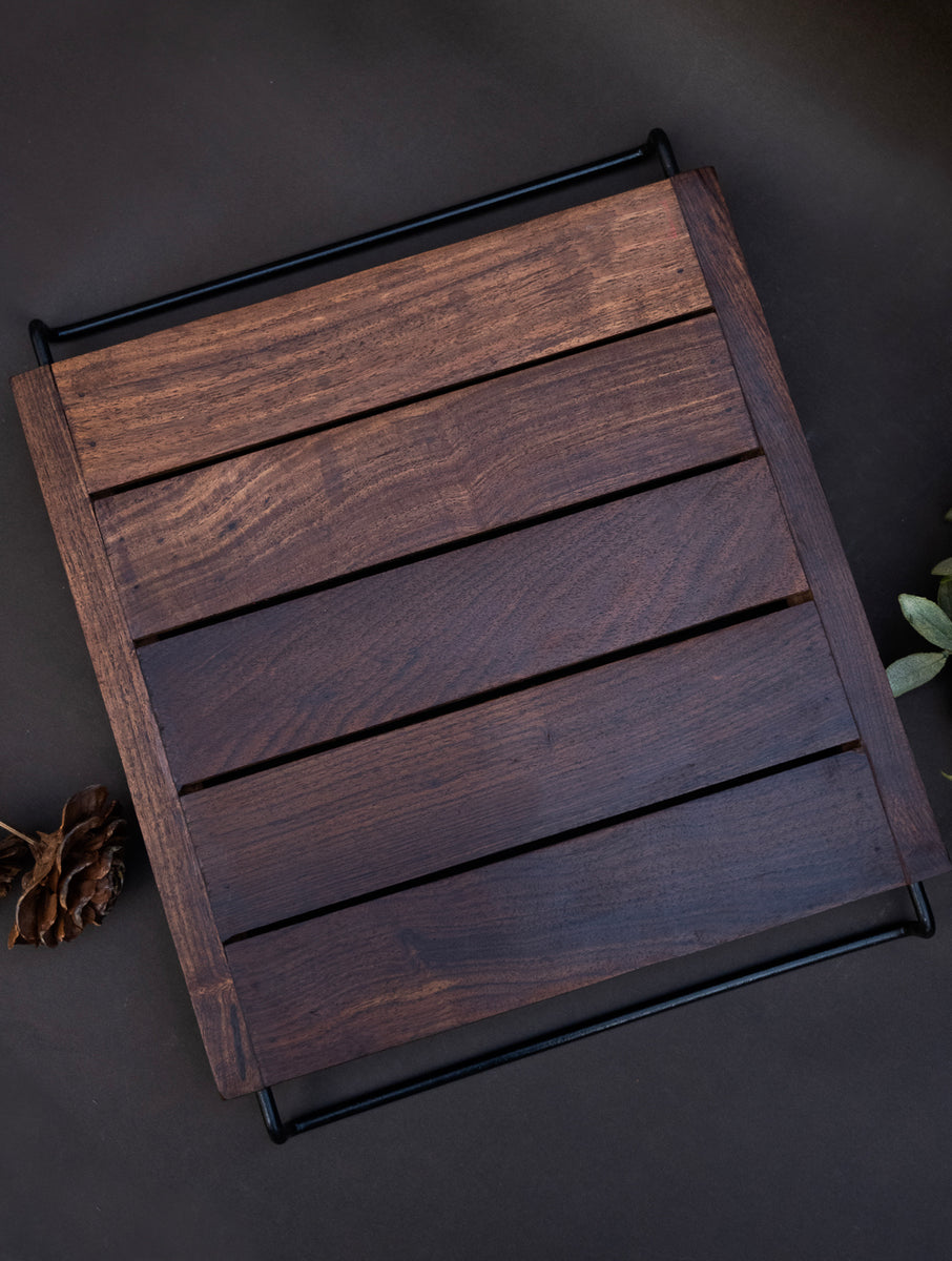 Buy Tarakashi Wooden Inlay Decorative Tray- Floral Online