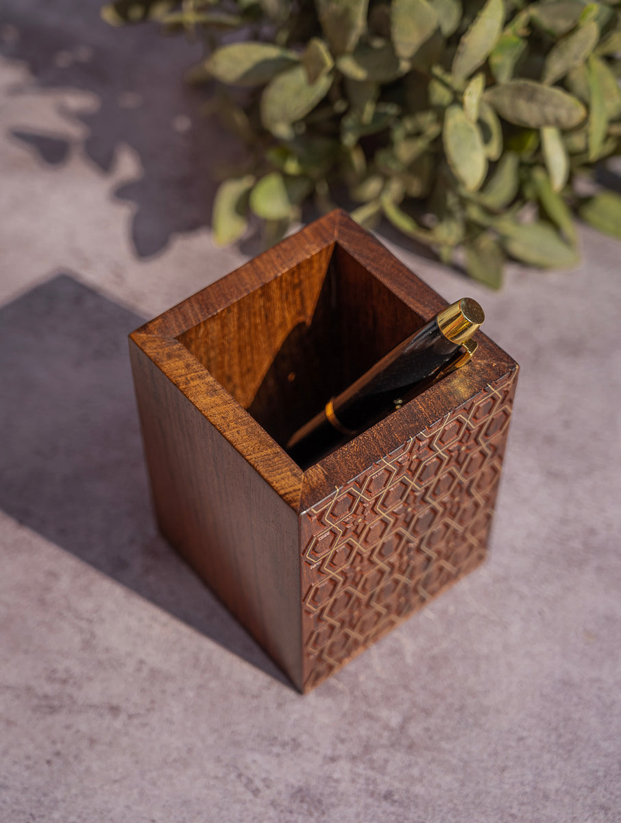 Buy Tarakashi Wooden Inlay Pen Holder- Floral Online
