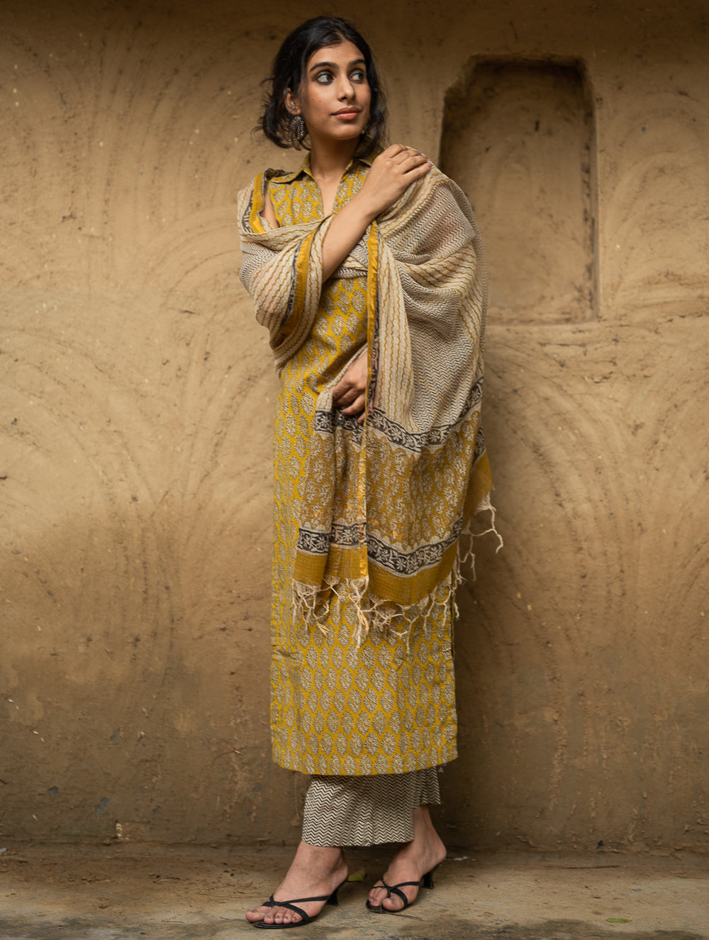 Buy The Work Edit. Bagru Hand Block Printed Cotton Full Kurta Set ...