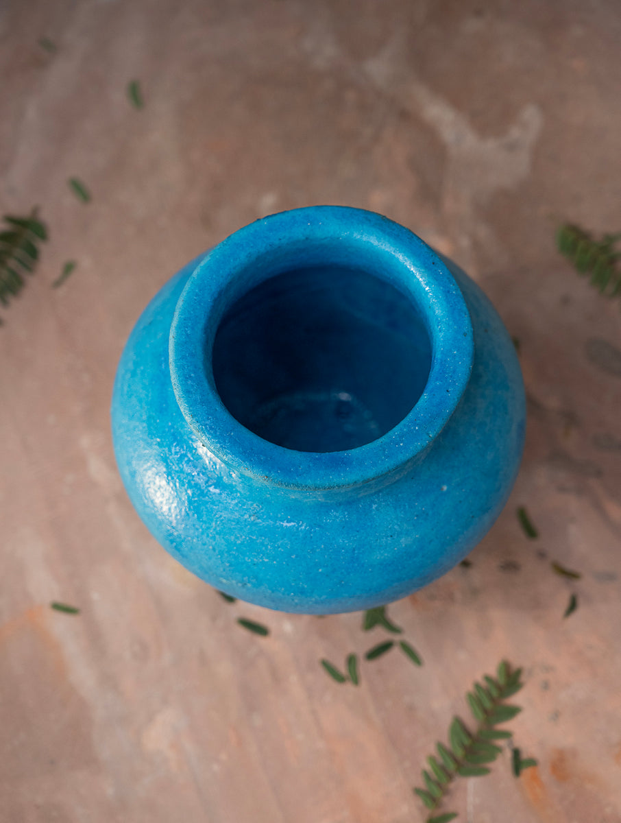 Buy Delhi Blue Art Pottery Curio / Round Vase Online