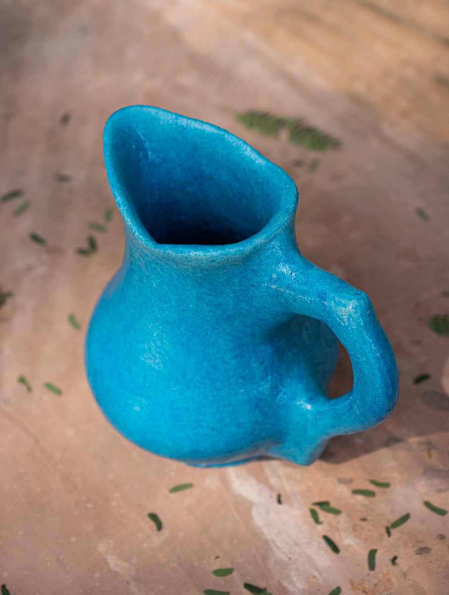 Buy Delhi Blue Art Pottery Curio / Vase With Handle Online