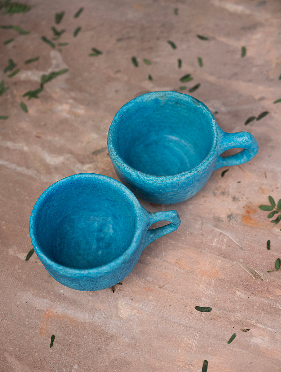 Buy Delhi Blue Art Pottery Curios, Teacups (Set of 2) Online