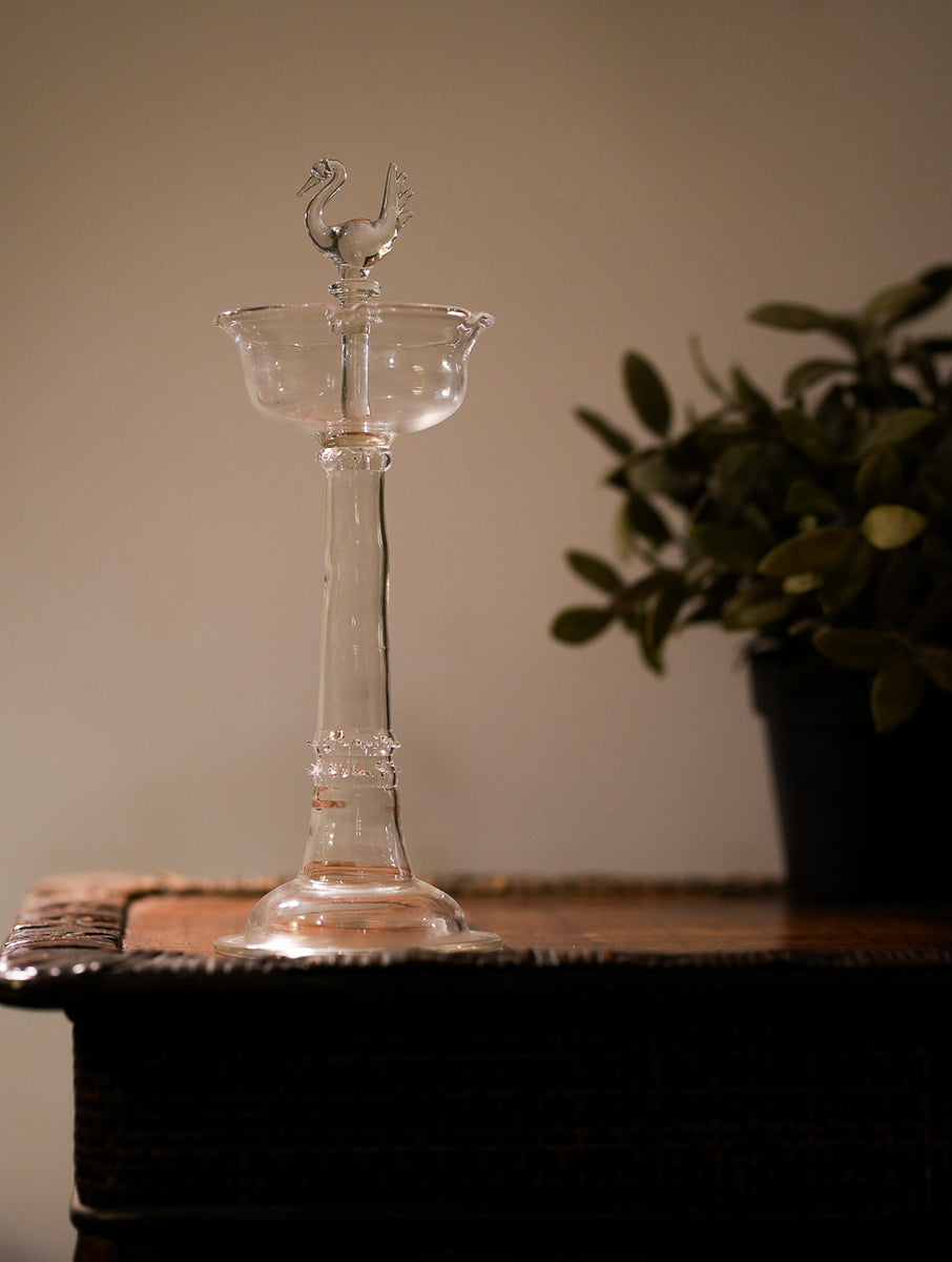 Buy Fine Glass Samay Lamp - Peacock Online