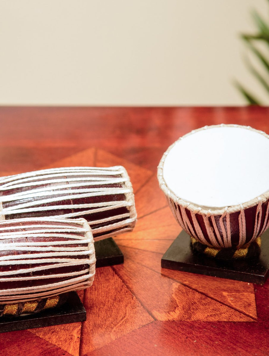 Buy Wooden Miniature Musical Instrument Curio - Mridangam & Madol (Set ...